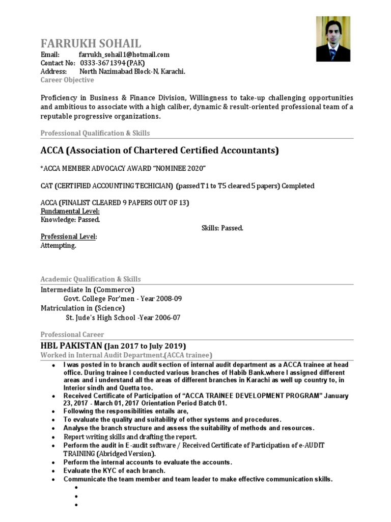 Farrukh Sohail C.V | PDF | Audit | Business