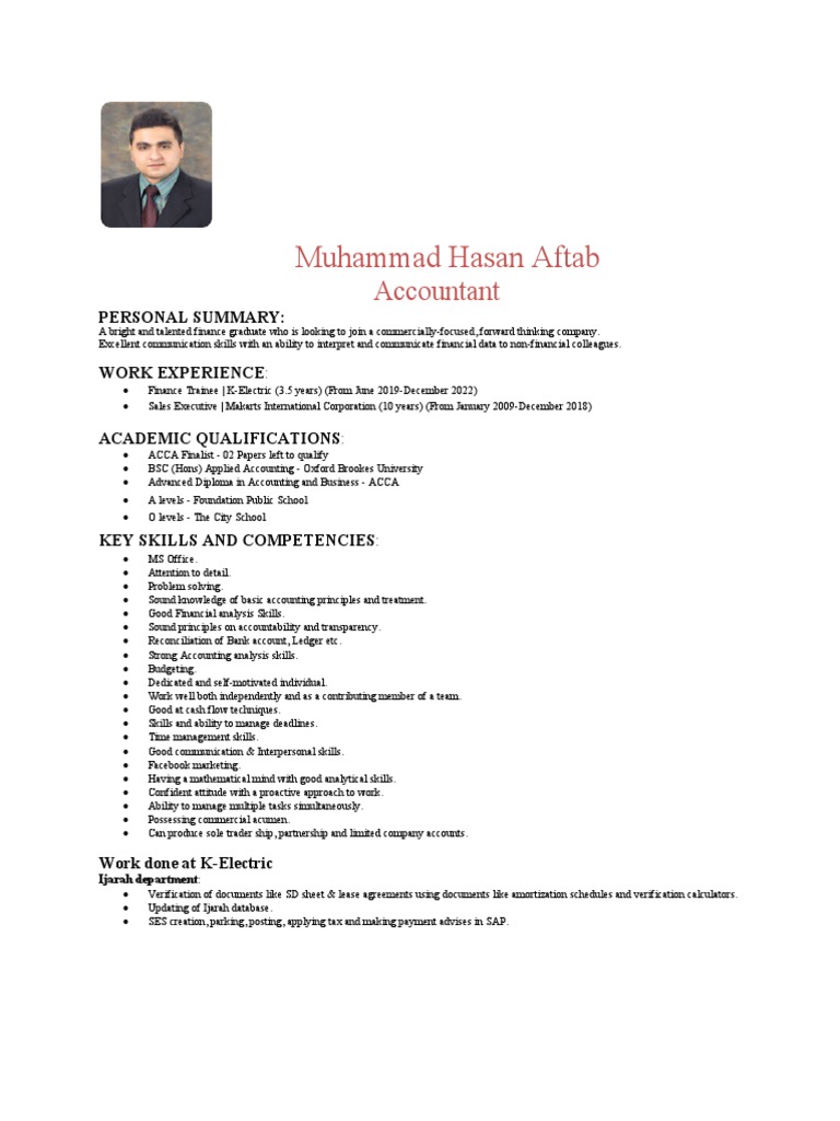 CV-Hasan Aftab | PDF | Accounting | Economies