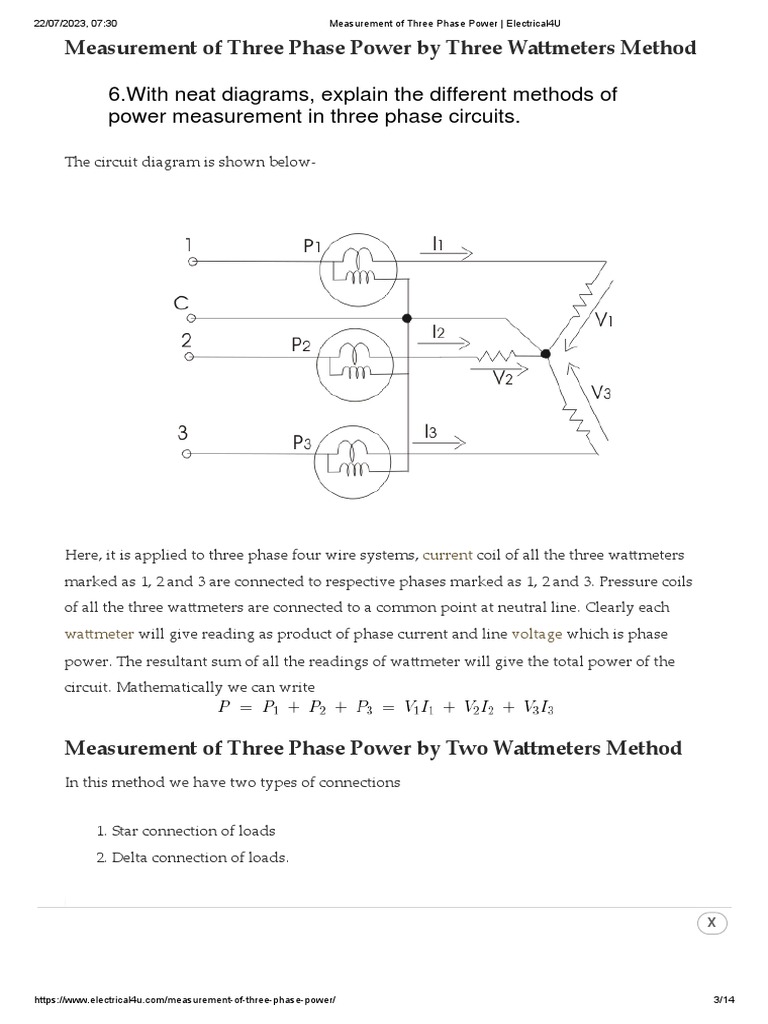 Three Phase Power Measurement Methods | PDF | Electronic Engineering ...