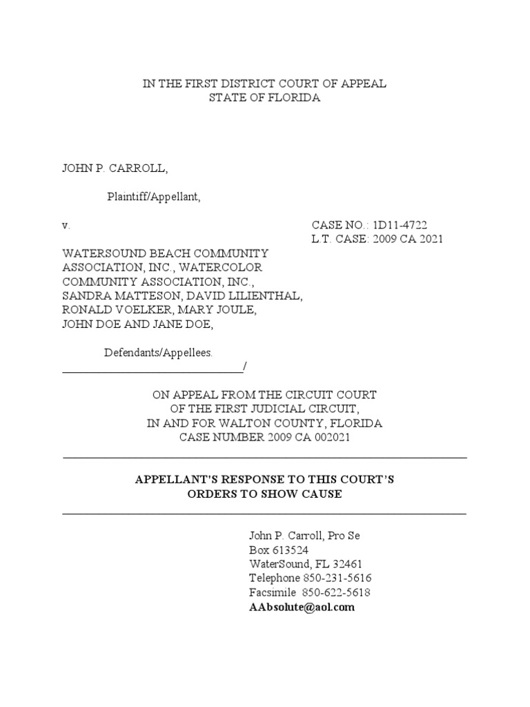 Appellants Response To DCA Order To Show Cause | PDF | Summary Judgment ...