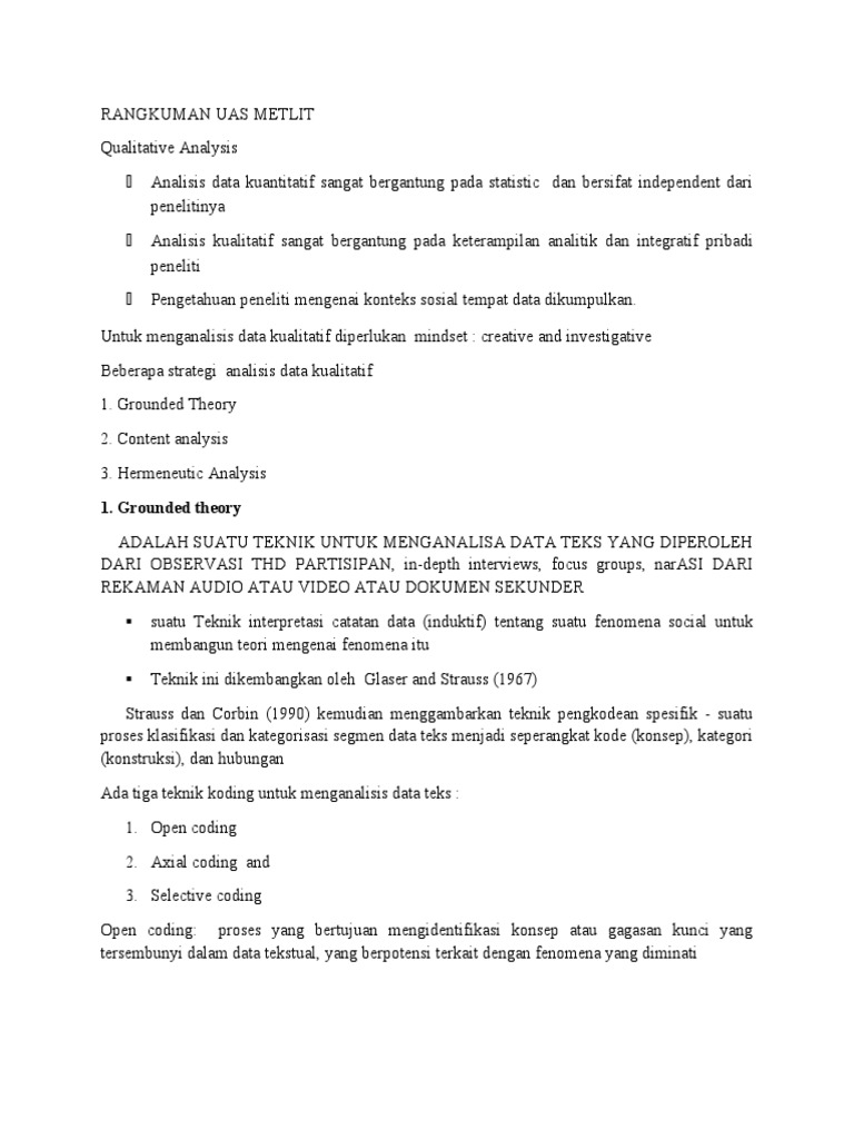 Rangkuman Uas Metlit | PDF