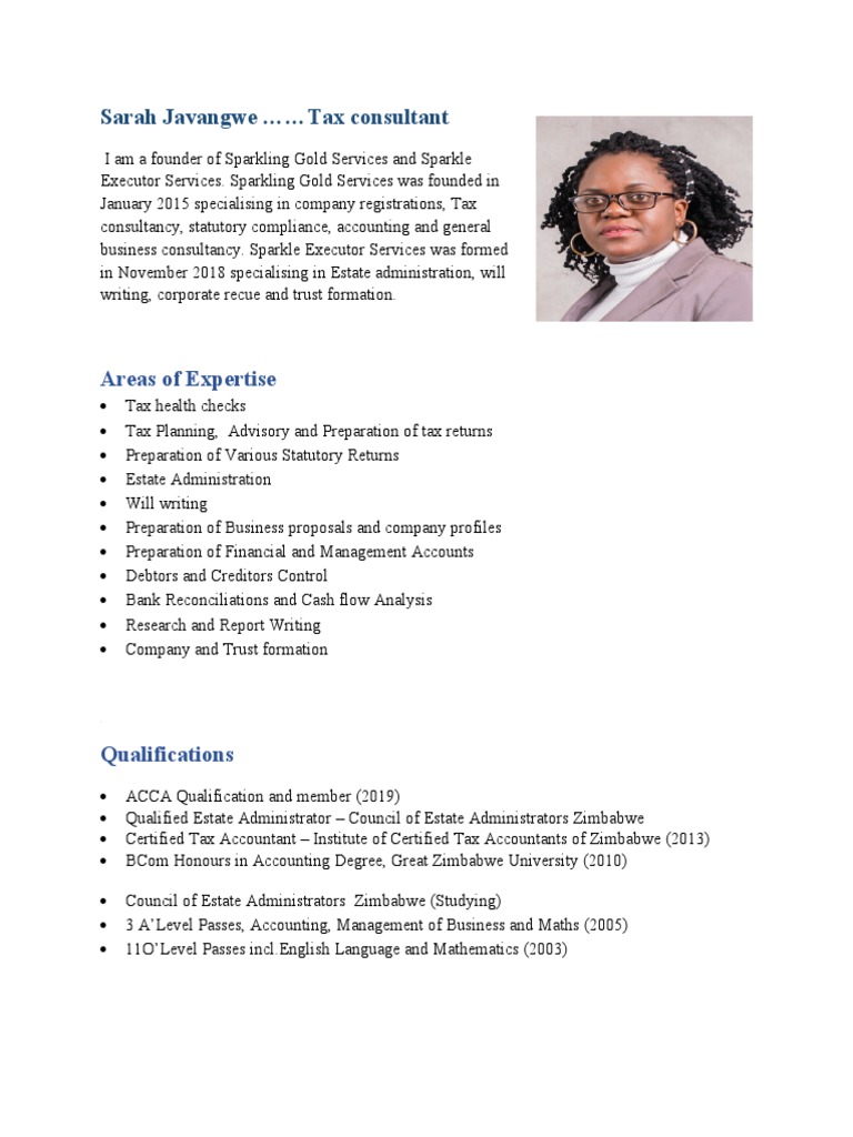 Sarah Javangwe Profile 2 | PDF