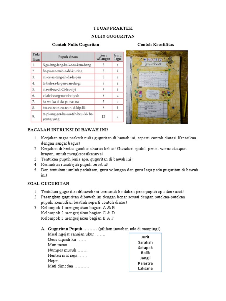 Tugas Kelompok Praktek Guguritan | PDF | Seni & Disiplin Bahasa