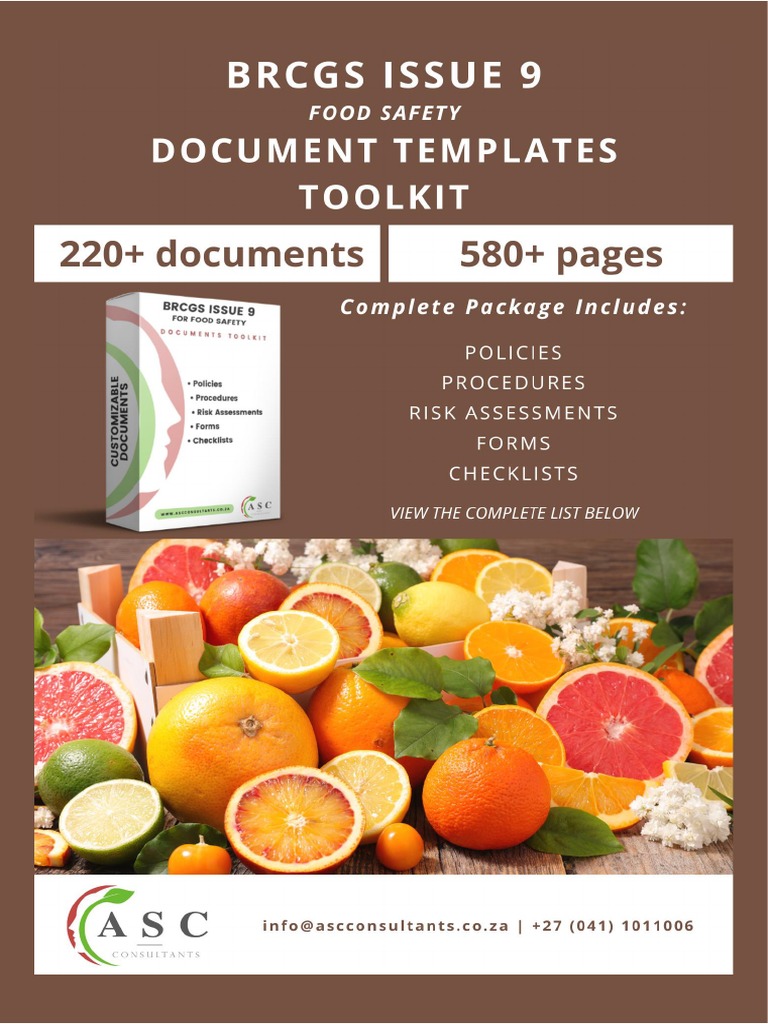BRCGS Issue 9 Templates Toolkit Index | PDF | Hazard Analysis And ...