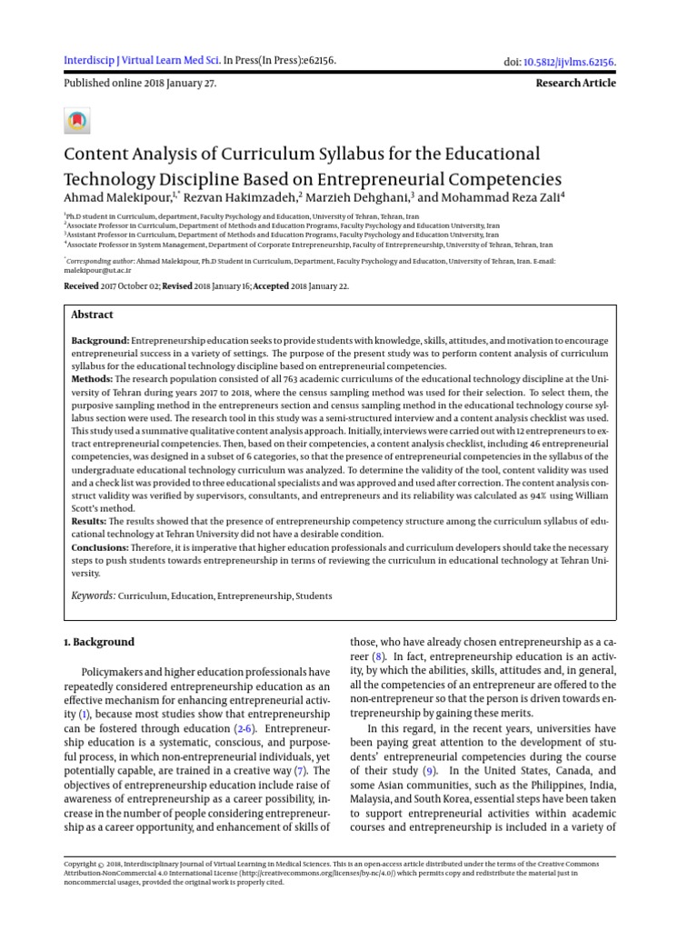Content Analysis of Curriculum Syllabus For The Ed | PDF ...