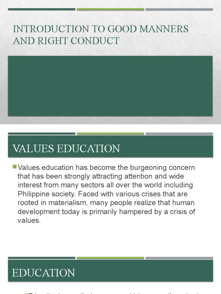 Introduction to Good Manners and Conduct | PDF | Teachers | Curriculum