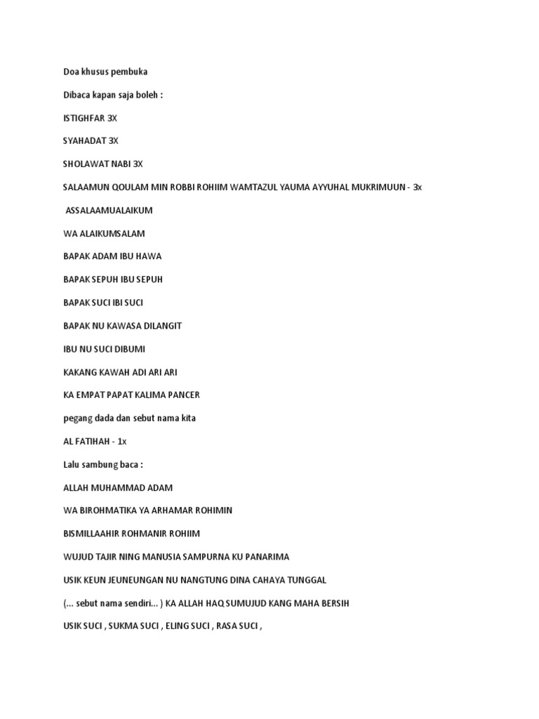 Doa Karuhun Sunda | PDF