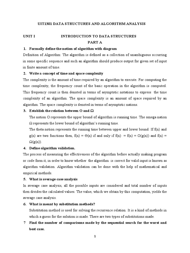Dsa - Two Marks All Units | PDF | Computational Complexity Theory | Algorithms