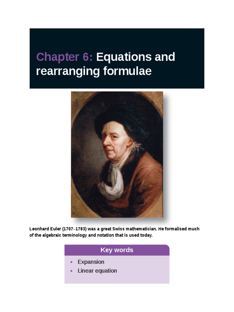 Chapter 6 - Equations and Rearranging Formulae | PDF