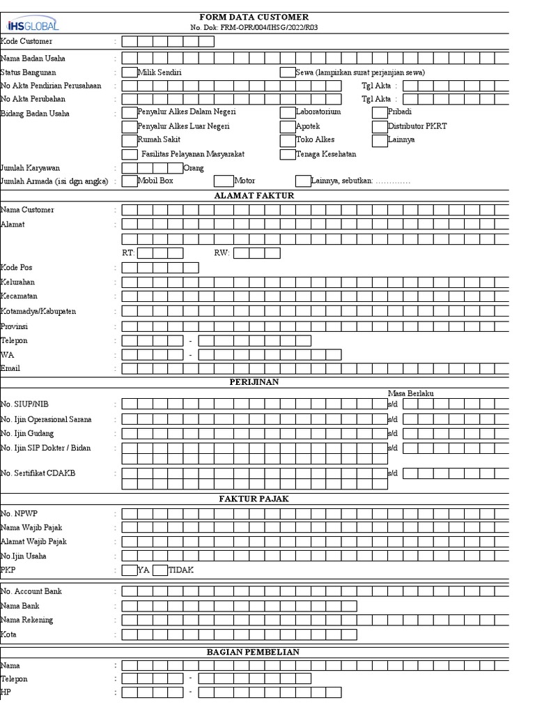 Form Data Customer (Rev03) - Hal 1-2 (Diisi Oleh Customer) | PDF | Hukum