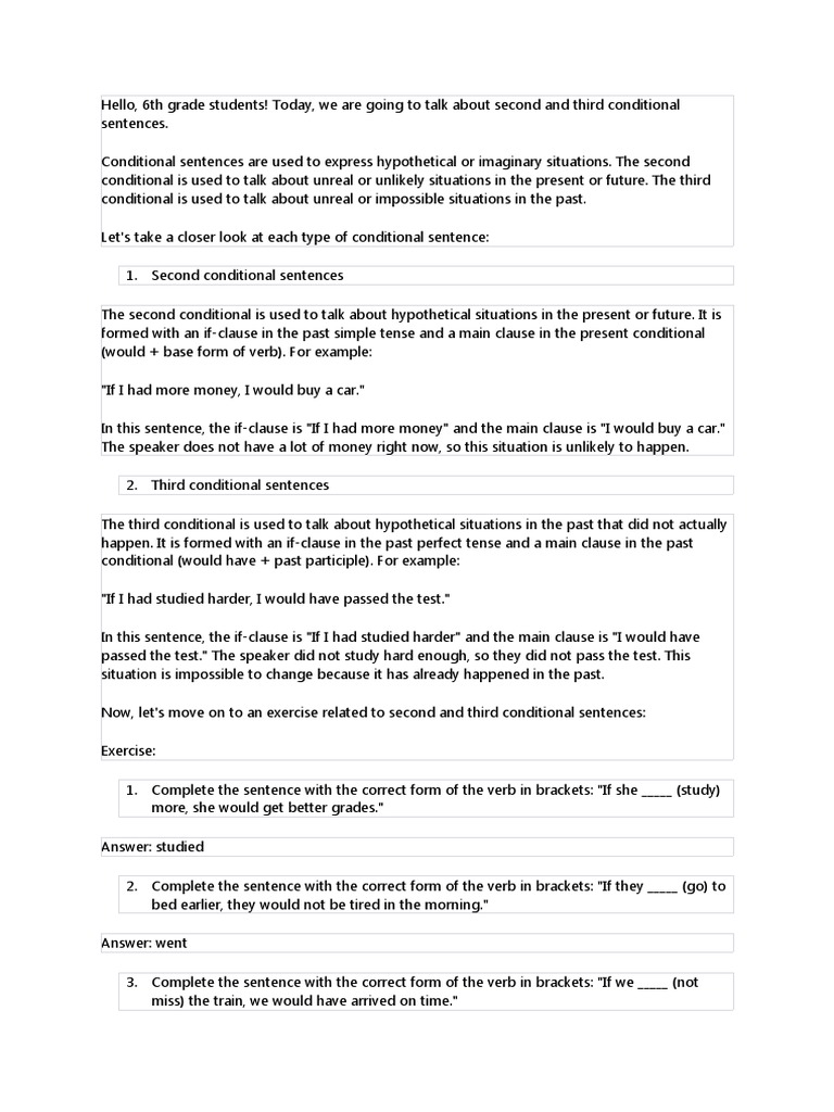 2nd & 3rd Conditionals With Questions | PDF | Languages | Foreign Language Studies