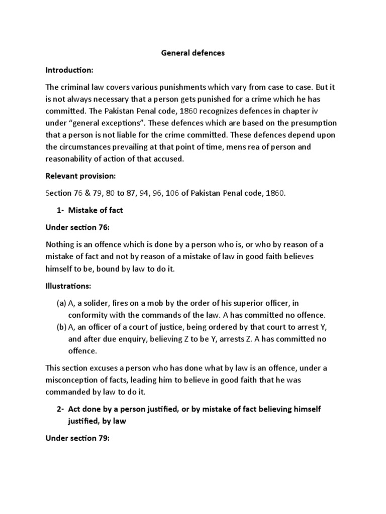 General Defences | PDF | Crimes | Crime & Violence General Defences | PDF | Crimes | Crime & Violence