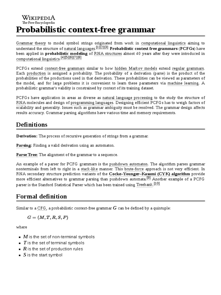 Probabilistic Context-Free Grammar | PDF | Applied Mathematics | Theoretical Computer Science