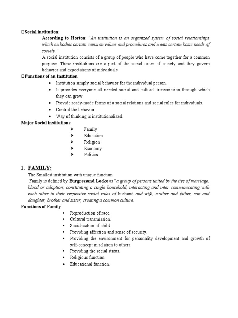 Social Institution | Download Free PDF | Family | Institution