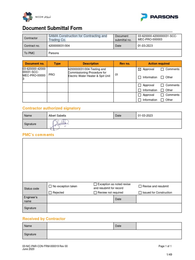 Testing and Commissioning Procedure For Electric Water Heater & Spit ...