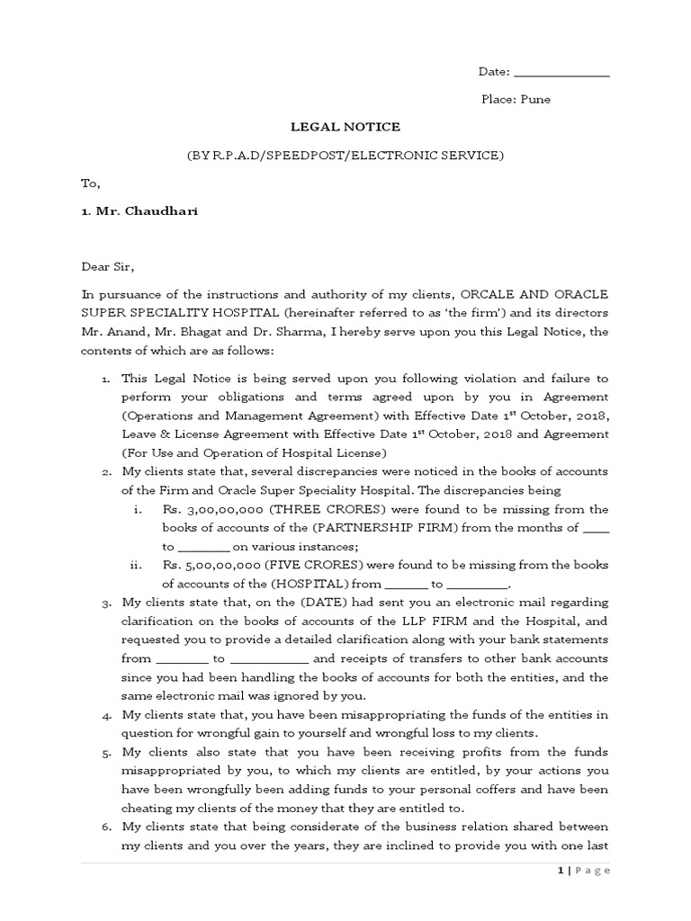 Legal Notice for Fund Misappropriation | PDF | Common Law | Business Law