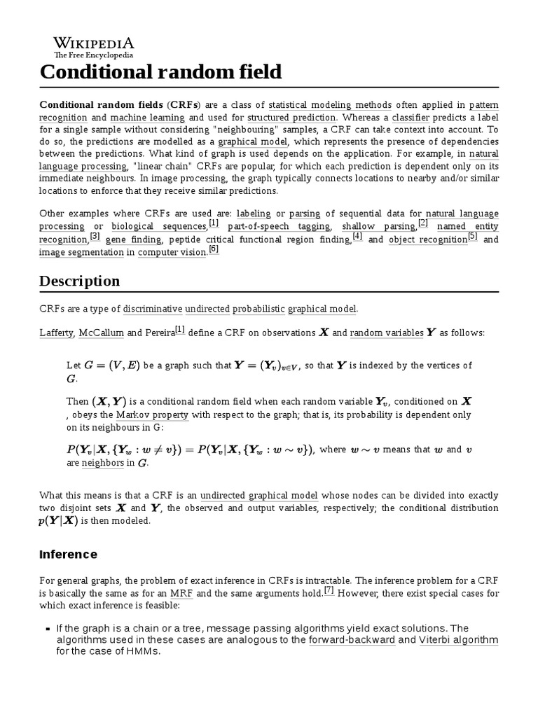 Conditional Random Field Pdf Computational Neuroscience Applied Mathematics