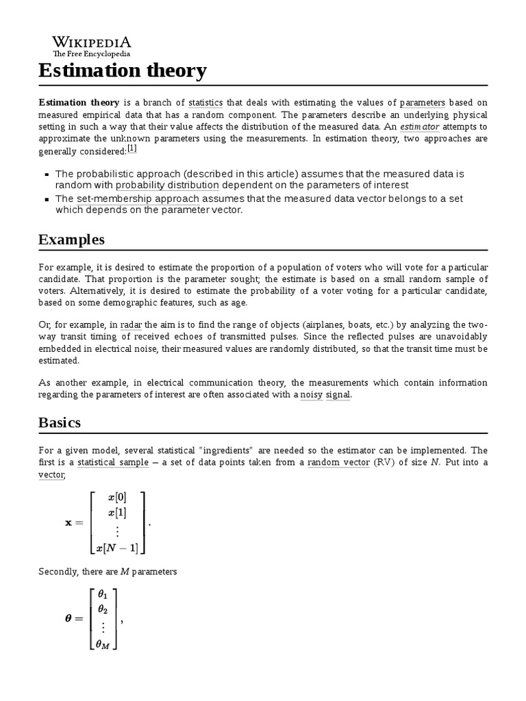 Estimation Theory Pdf Estimation Theory Estimator