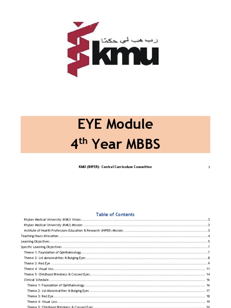 EYE Module 4 Year MBBS: KMU (IHPER) - Central Curriculum Committee ...