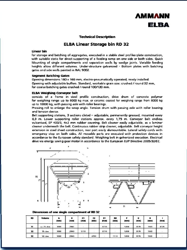 Ammann elba linear storage bins | PDF