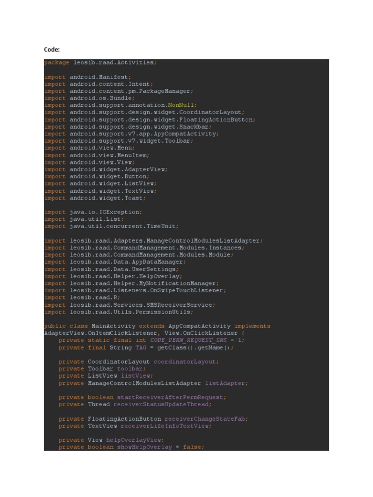 Mainactivity Java Pdf Android Operating System System Software