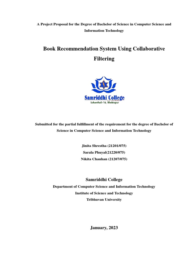 Book Recommendation System Proposal Report | PDF | Euclidean Vector ...
