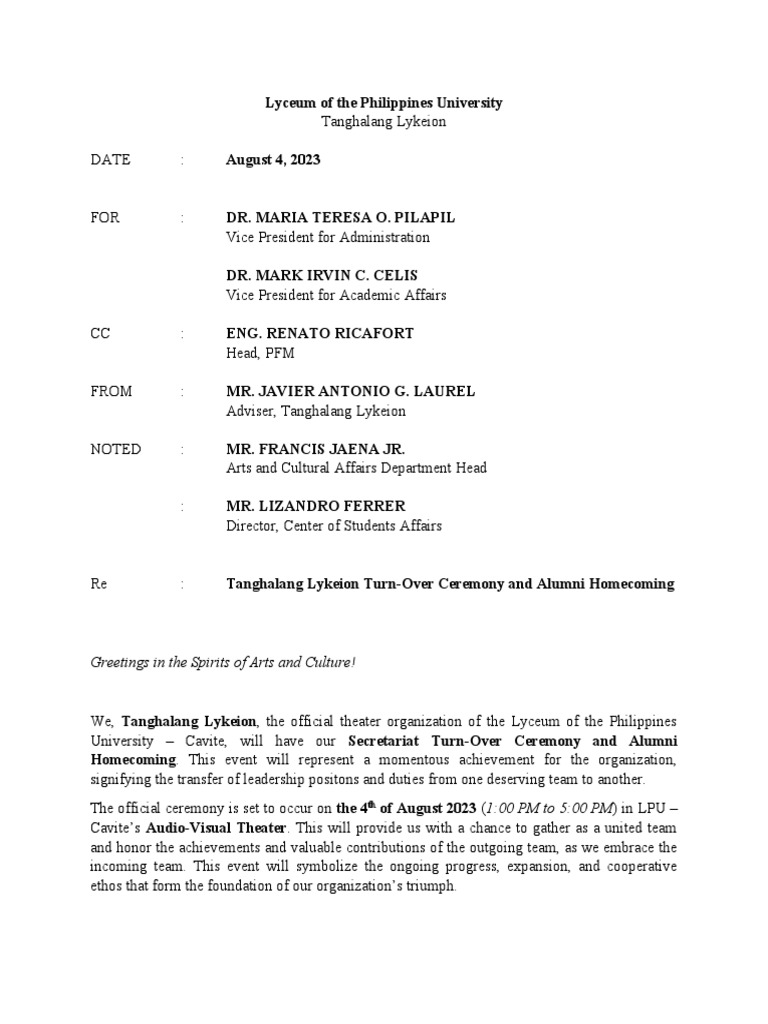 Tanghalang Lykeion Ceremony 2023 | PDF