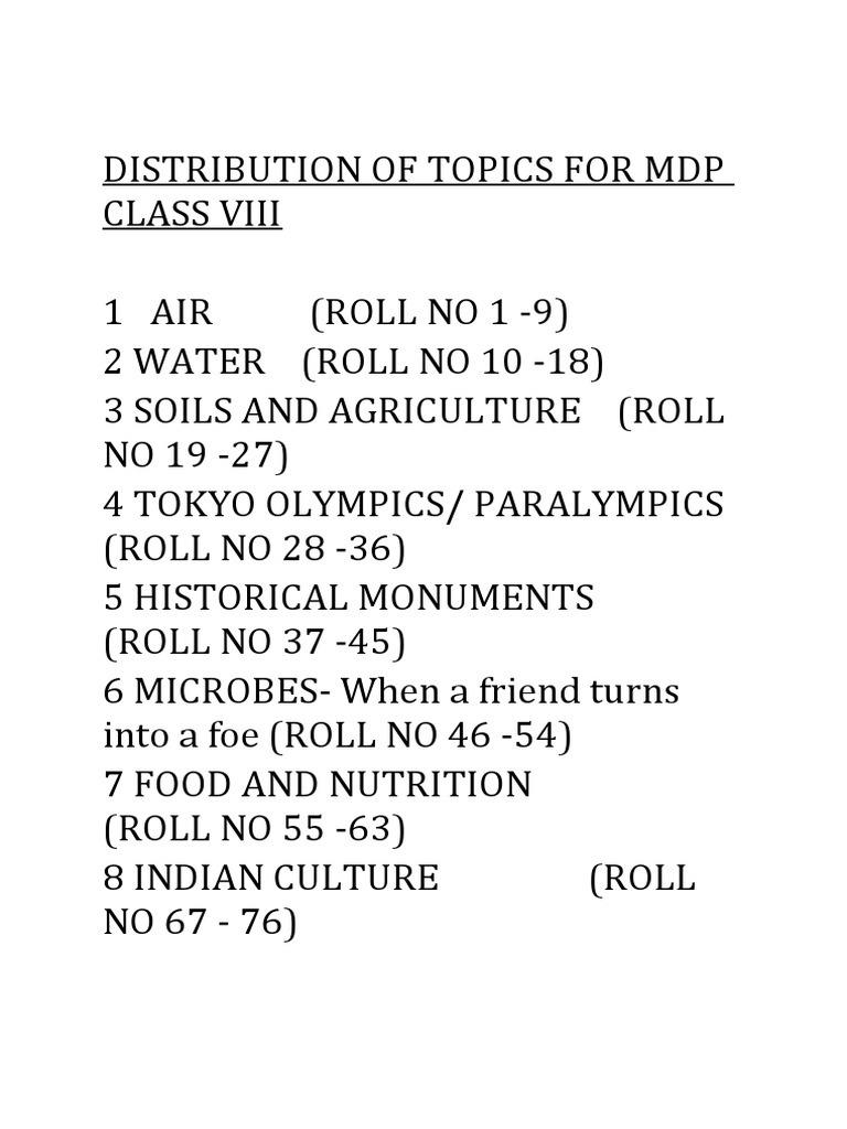 Topics MDP 2023-24 Viii | PDF | Social Science