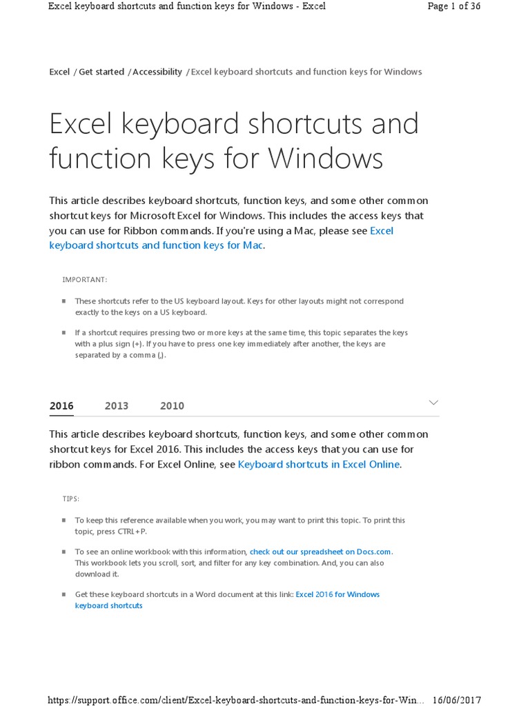 Excel Shortcuts | PDF | Microsoft Excel | Computer Keyboard