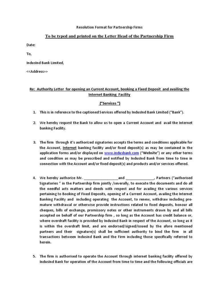 board-resolution-draft-partnership-firms | PDF | Transaction Account ...