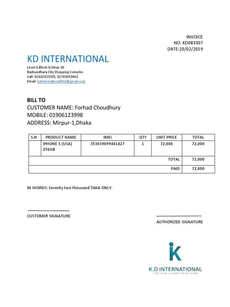 INVOICE KD PDF Word File | PDF