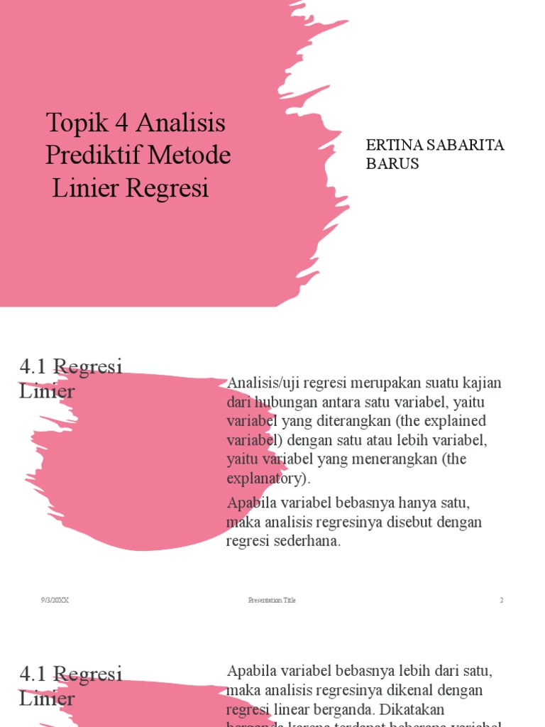 Topik 4 Analisis Prediktif Metode Linier Regresi | PDF