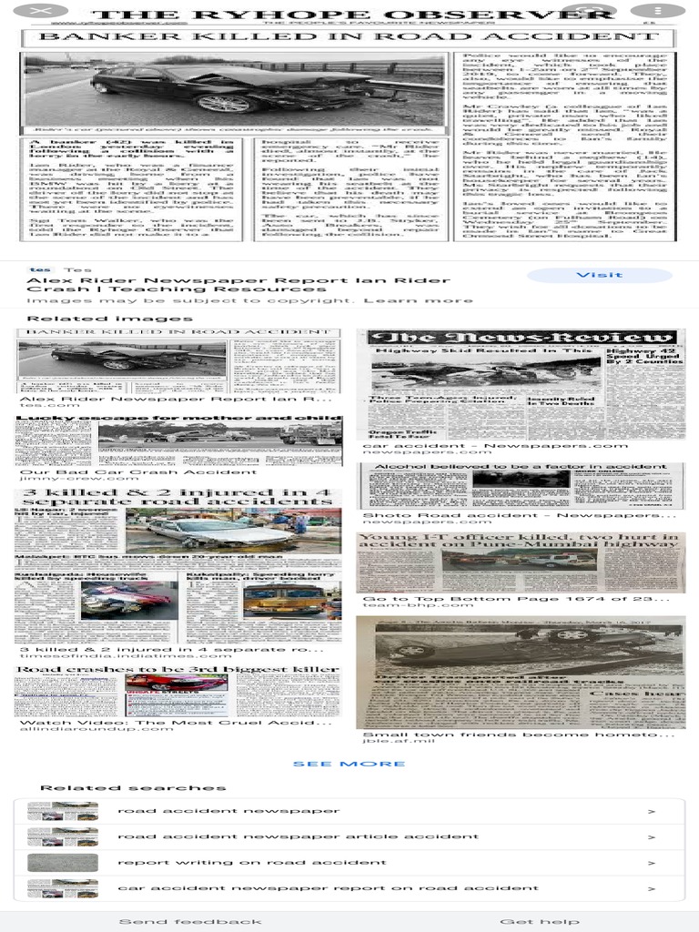 Newspaper Article On Road Accident - Google Search | PDF