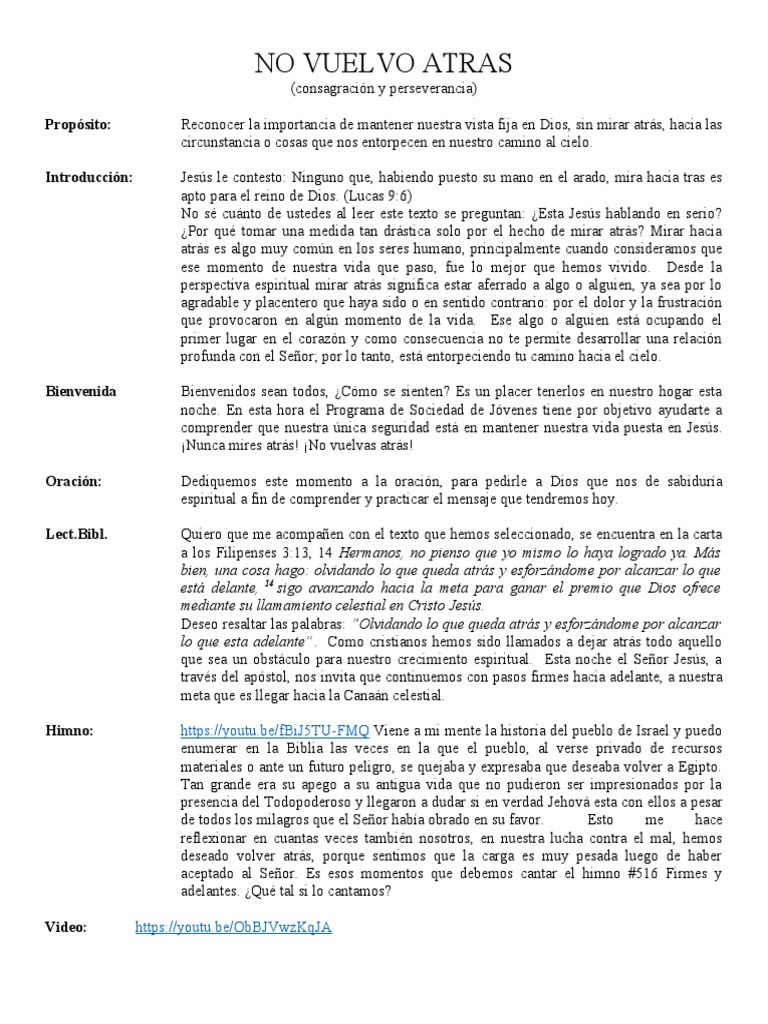 NO VUELVO ATRAS Programa de Jovenes | PDF | Jesús | Cristo (título)