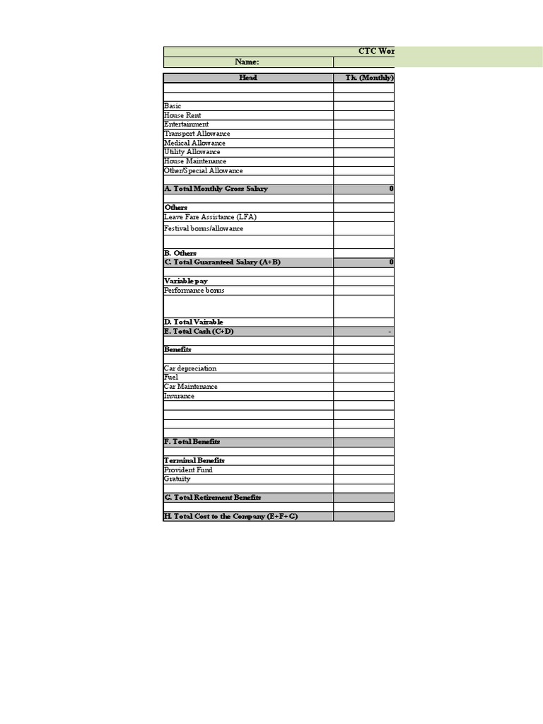 Compensation Sheet Sample | PDF