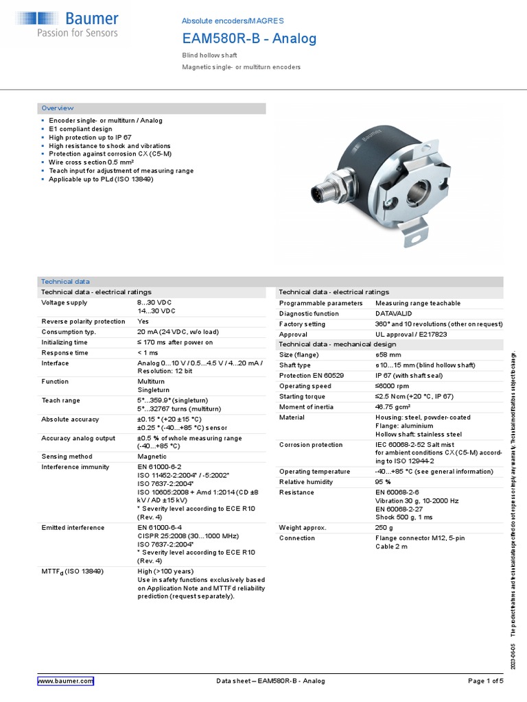 Baumer EAM580R-B-Analog EN 20230605 DS | PDF | Computer Engineering | Electrical Components