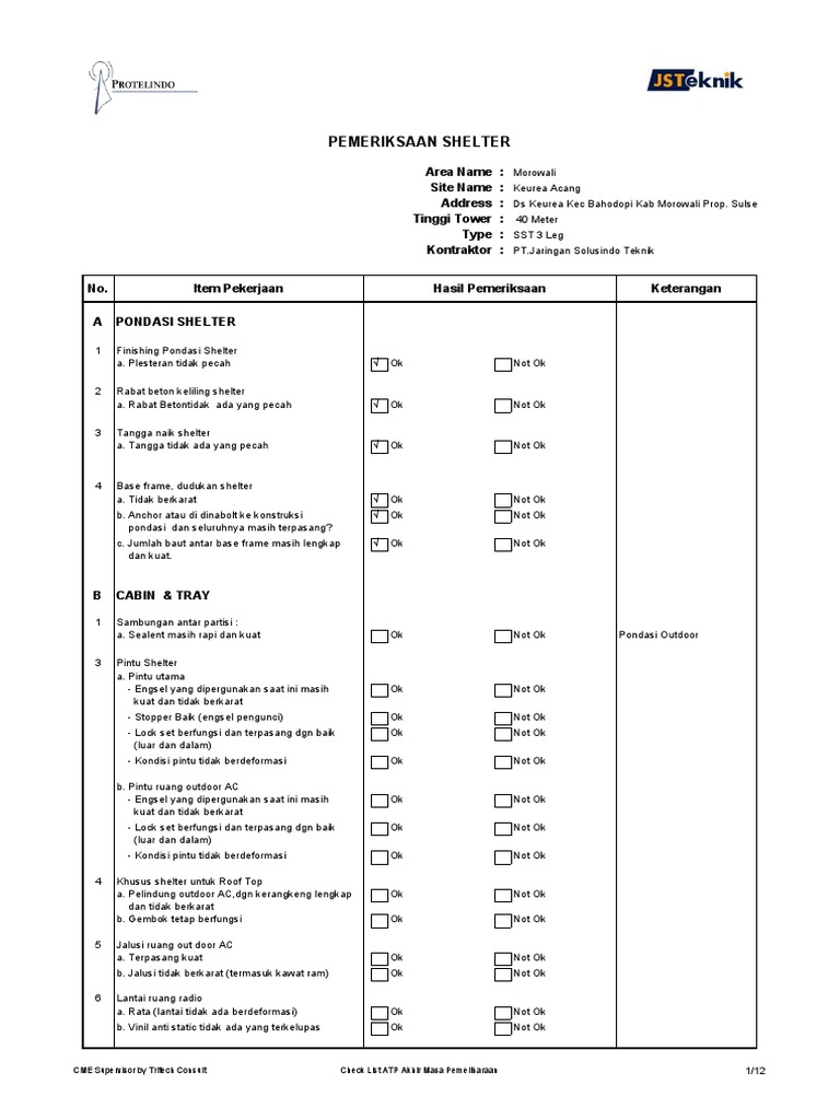 ATP Check List Benar Checklist 100701 | PDF