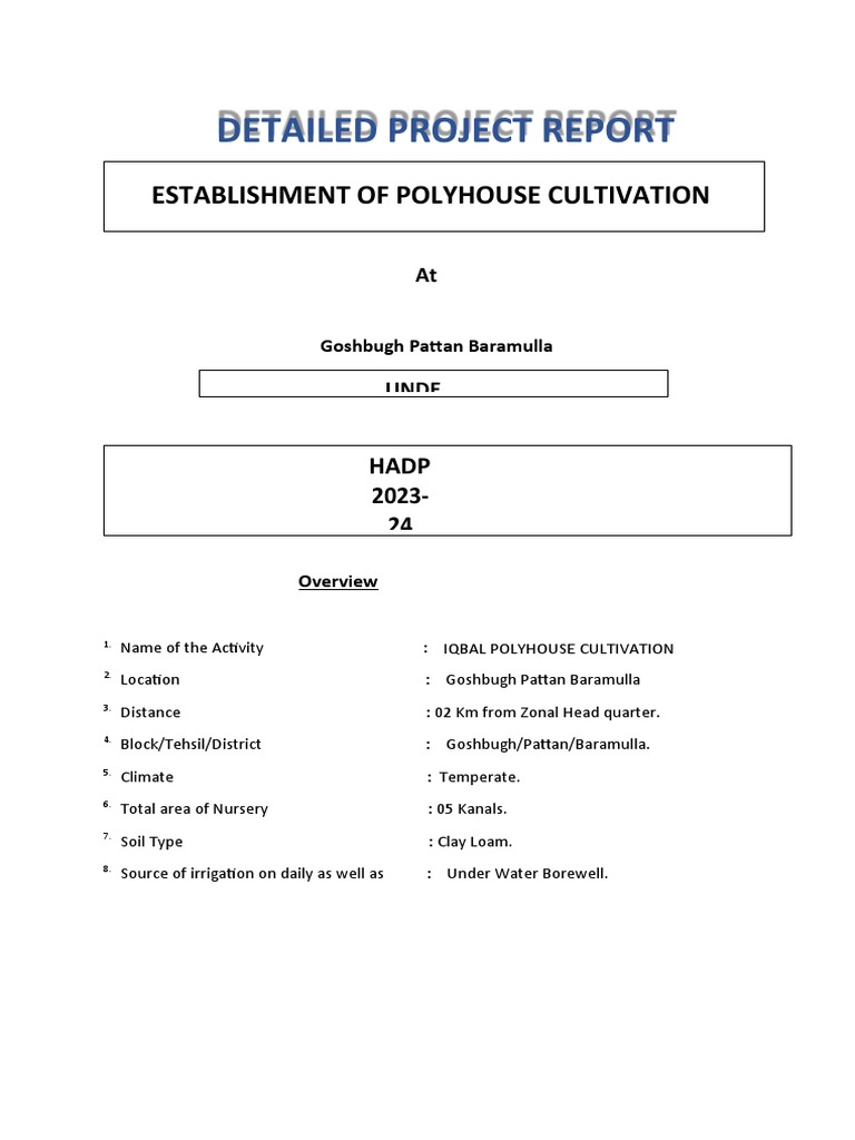 POLY HOUSE Project Report | PDF | Horticulture | Soil