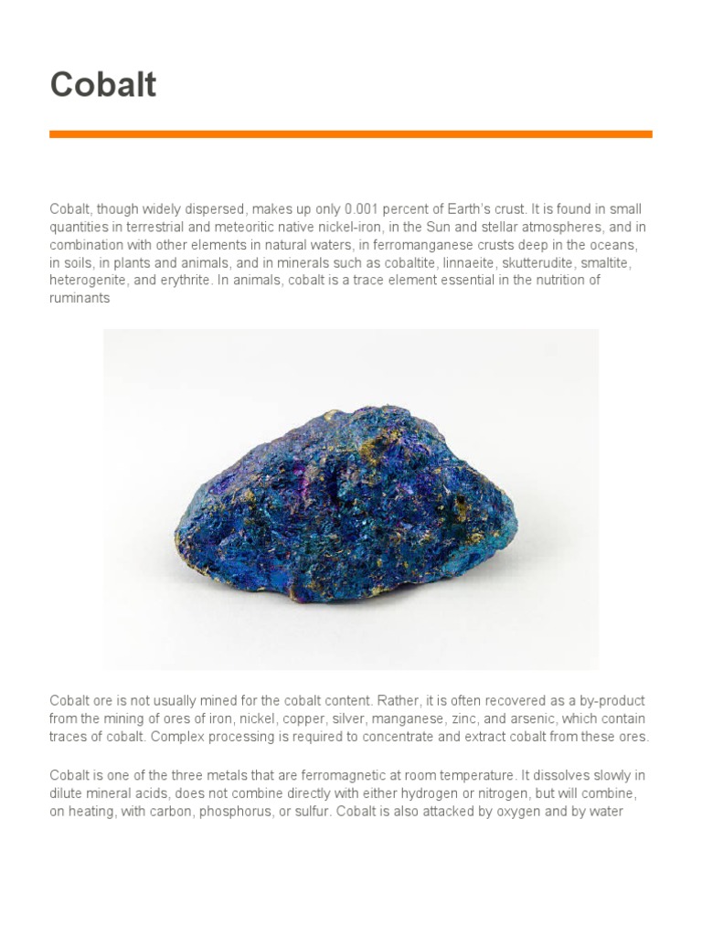 Cobalt T1 | PDF | Cobalt | Alloy