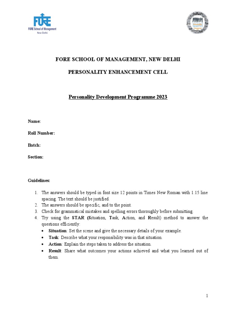 Personality Development Programme 2023 | PDF | Organizational Behavior | Cognition