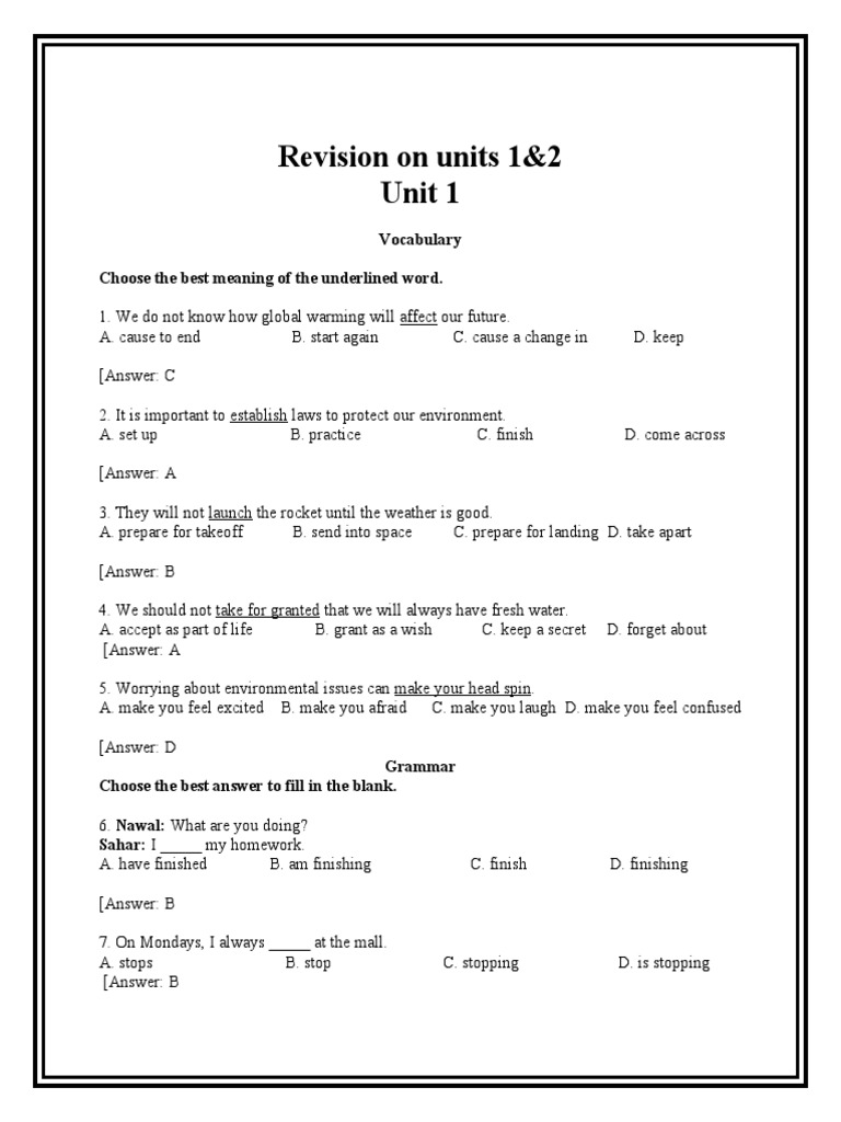 Revision - On - Units - 1.2 3 | PDF | Natural Environment