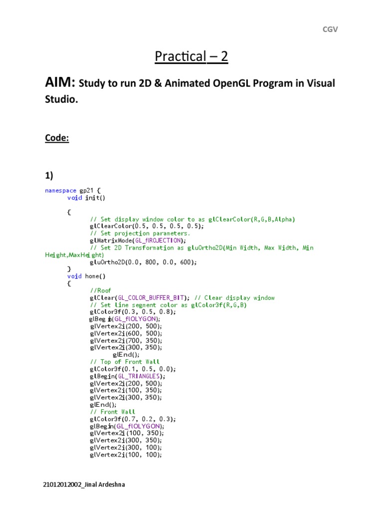 CGV Practical2 | PDF | Control Flow | Computing