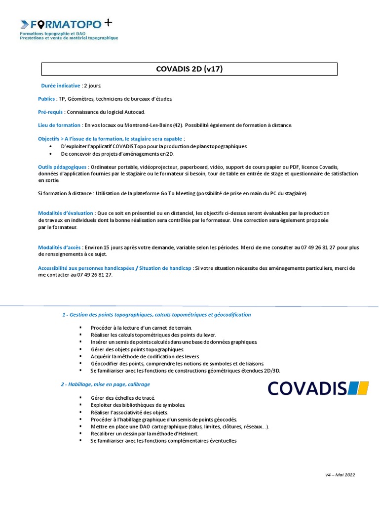 Covadis v17 - 0 - Covadis 2d | PDF | Formation à distance | Application