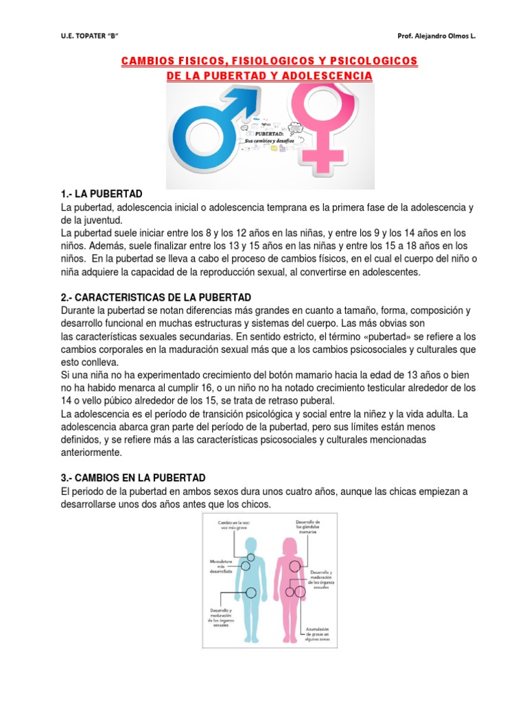 Cambios en La Pubertad y La Adolescencia | PDF | Pubertad | Adolescencia