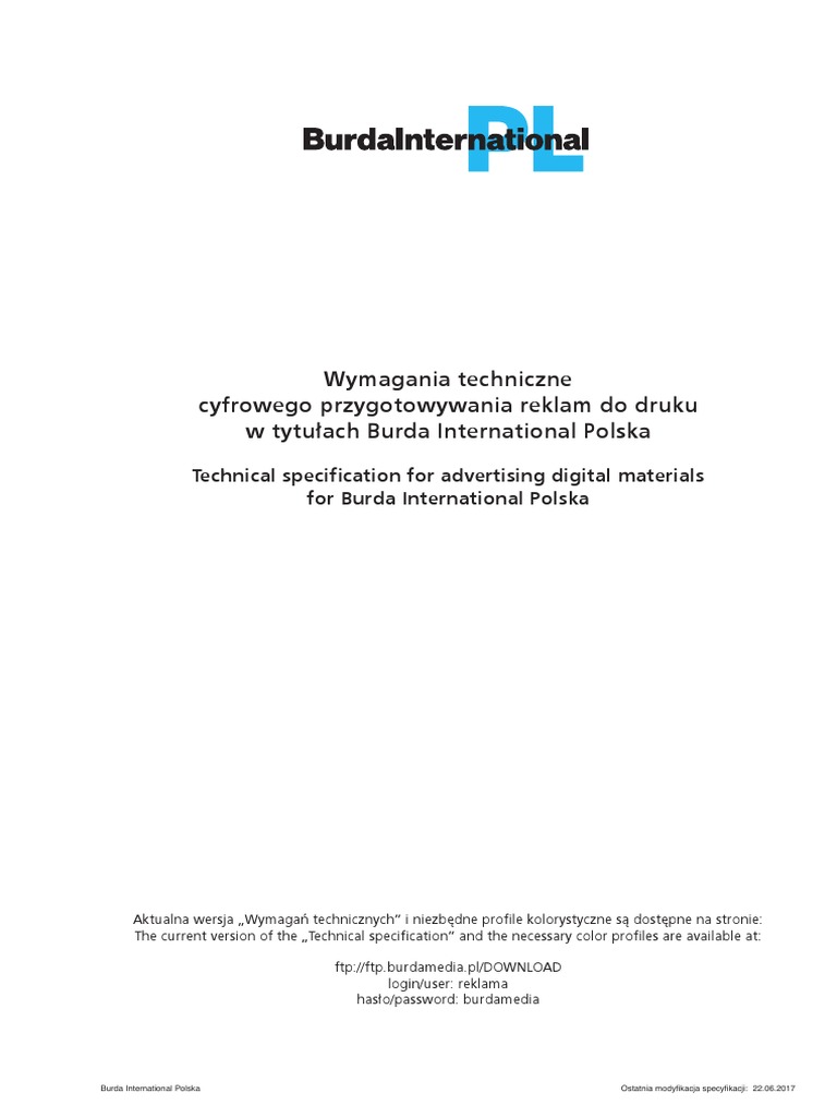Burda Specyfikacja Techniczna | PDF