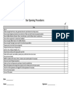 Bar Opening and Closing Checklist | PDF