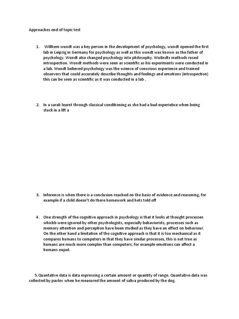 Approaches End of Topic Test | PDF Approaches End of Topic Test | PDF