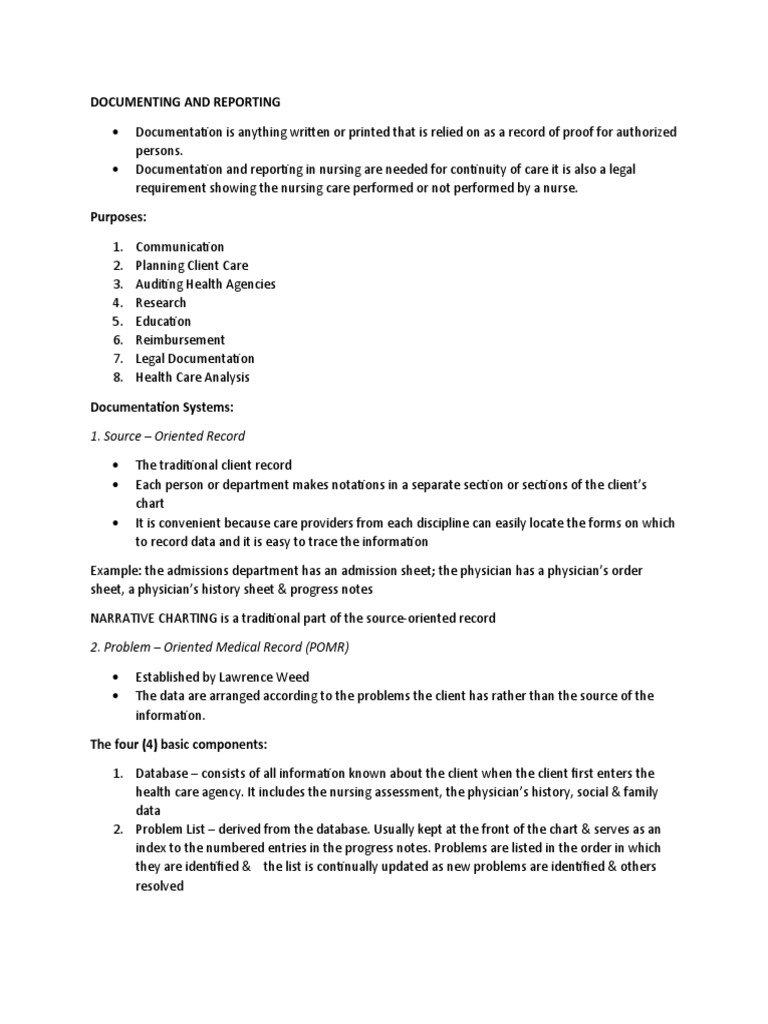 Nursing Documentation and Reporting Essentials | PDF | Nursing ...