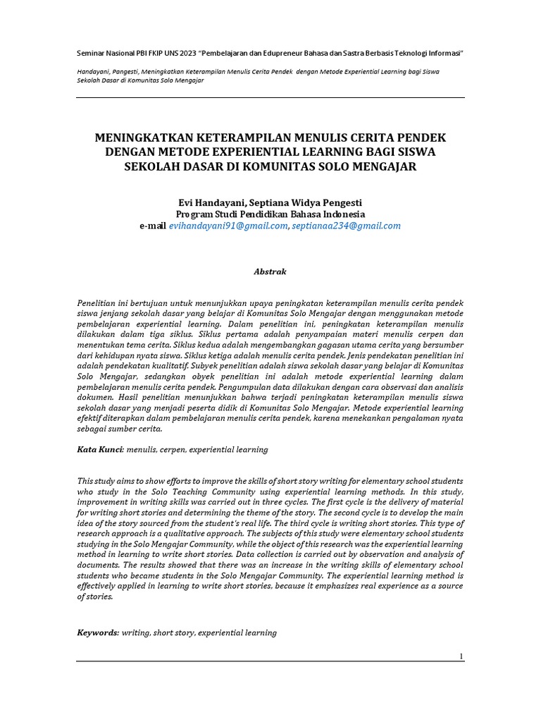 Abstrak Artikel PTK Experiential Learning | PDF | Karier & Perkembangan