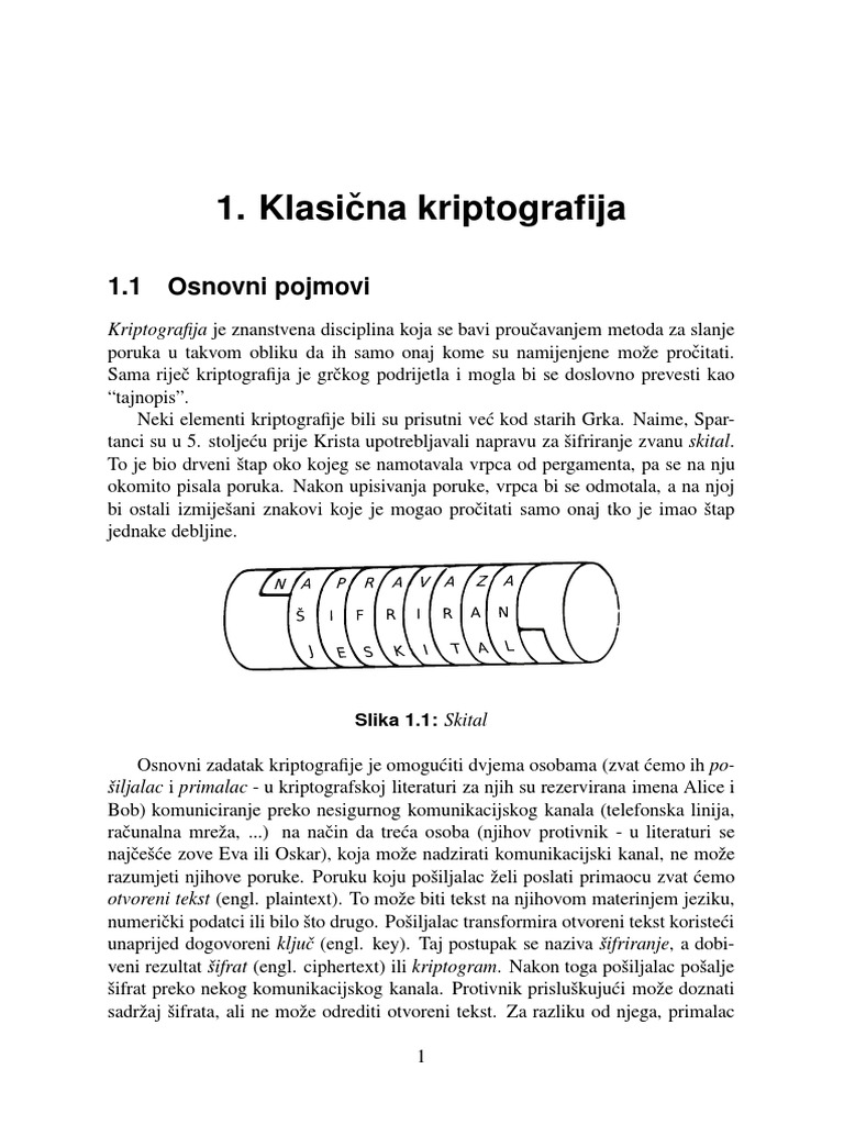 Andrej Dujella - Kriptografija 1.dio | PDF